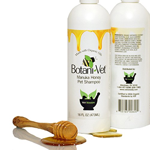 BotaniVet Certified Organic Manuka Honey Pet Shampoo 16 Oz - 100% Natural Ingredients - Veterinary Dermatologist Formulated for Allergies and Itching