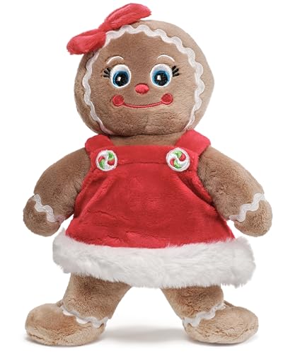 Bearington Holly Ginger Gingerbread Plush, Gingerbread Stuffed Animal, 10 Inch Christmas Doll, Ideal Christmas Gingerbread Stuffed Plush Gift for Toddlers, Kids & Teens