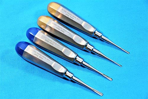 Dental Luxating Elevator Surgical Root Instruments Straight Tip 1.3 mm 2mm 3mm 4mm Set of 4 Each Premium German