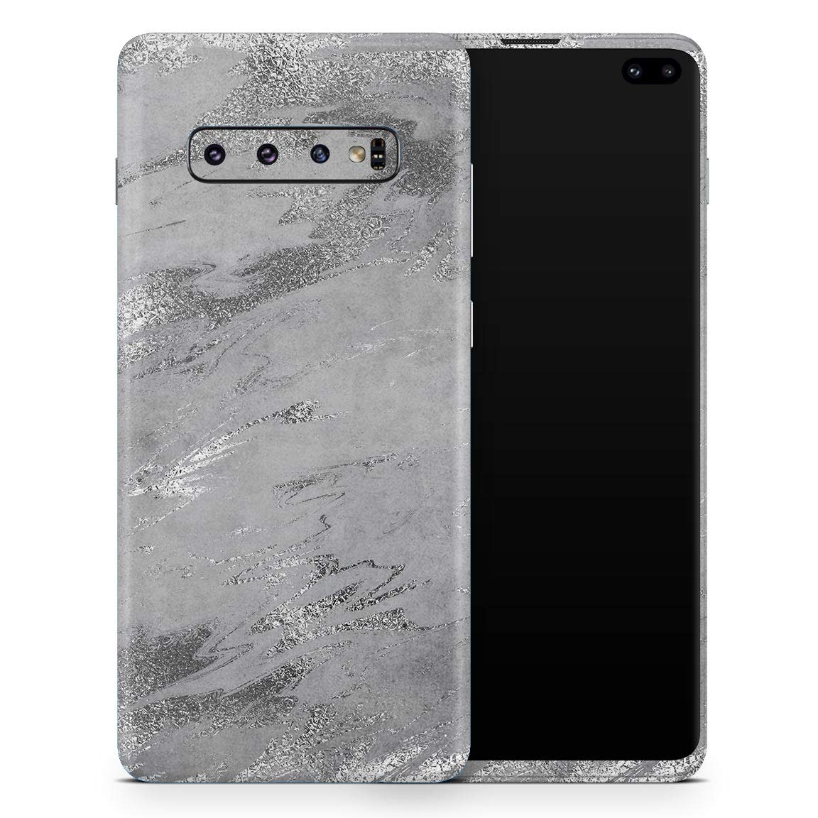 DesignSkinz Dark Silver Marble Swirl V9 Protective Vinyl Decal Wrap Skin Cover Compatible with The Samsung Galaxy S20 (Screen Trim & Back Glass Skin)