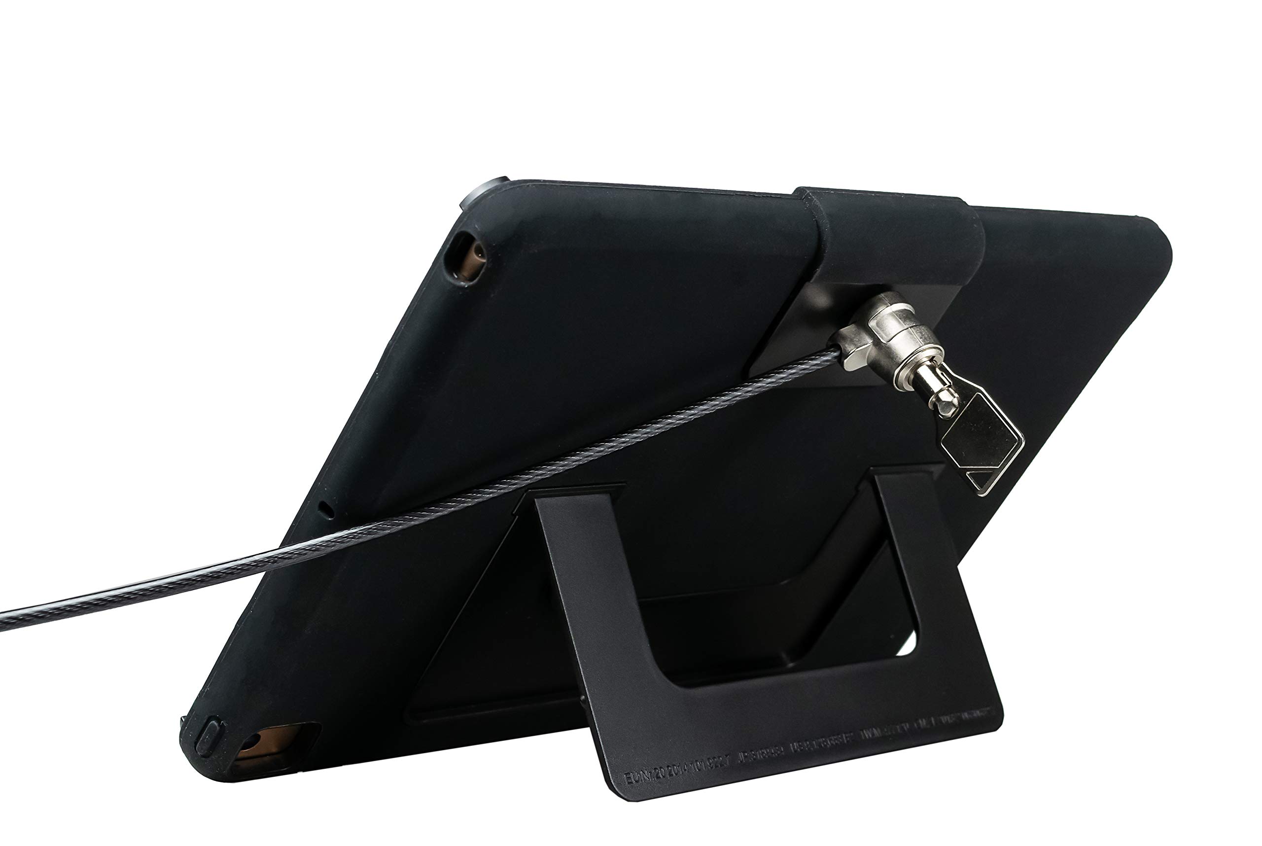 Security Tablet Case – CTA’s Security Case with Kickstand - Rugged Silicone Jacket and Anti-Theft Galvanized Steel Cable for iPad 7th/8th/9th Gen 10.2” - Black (PAD-SCKT10)