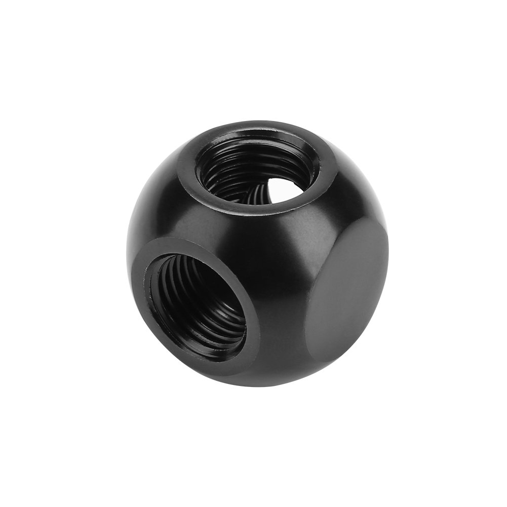 Pomya Computer Water Cooling Spherical 3 Way T-Type Connector G1/4 Threaded Adapter Black, Silver for PC Water Cooling Application(Black)