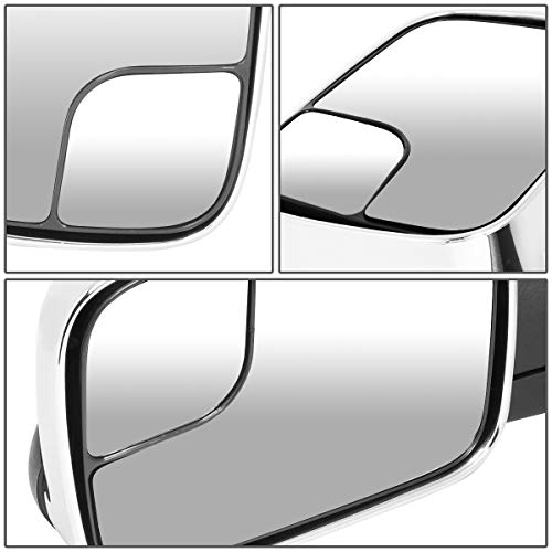 DNA Motoring TWM-011-T222-CH Pair Chrome Cover Manual Flip Up Replacement Towing Mirrors Compatible With 94-01 Ram 1500 / 94-02 Ram 2500 3500