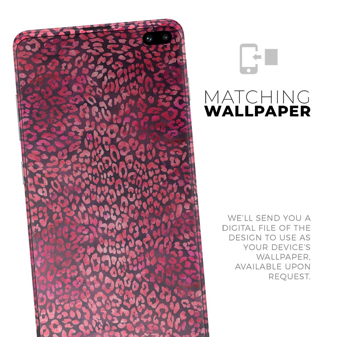 DesignSkinz Red Watercolor Leopard Pattern Protective Vinyl Decal Wrap Skin Cover Compatible with The Samsung Galaxy S20 (Screen Trim & Back Glass Skin)