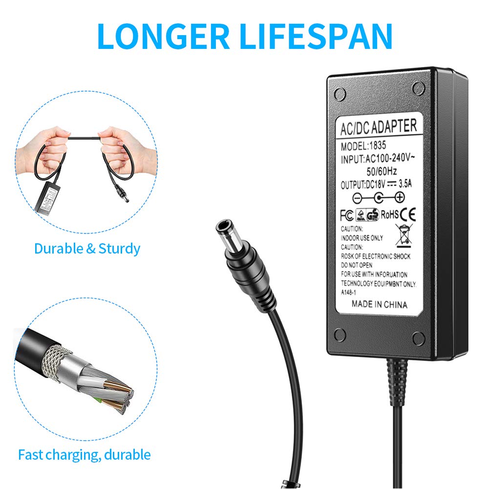 Punasi 18V Charger for Brookstone Big Blue Power Supply for Big-Blue X Indoor Outdoor Wireless Bluetooth 849504 849504p KSAS0451800200HU Power Cord Replacement