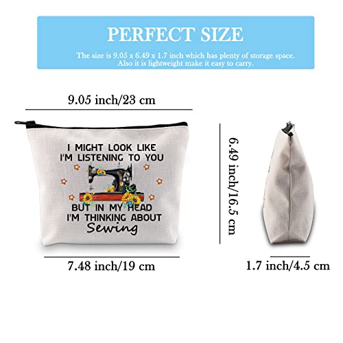 GJTIM Sewing Lover Gift Sewing Machine Gift Zipper Pouch In My Head I’m Thinking About Sewing Sewing Project Bag for Sewer Quilters (Thinking About Sewing)