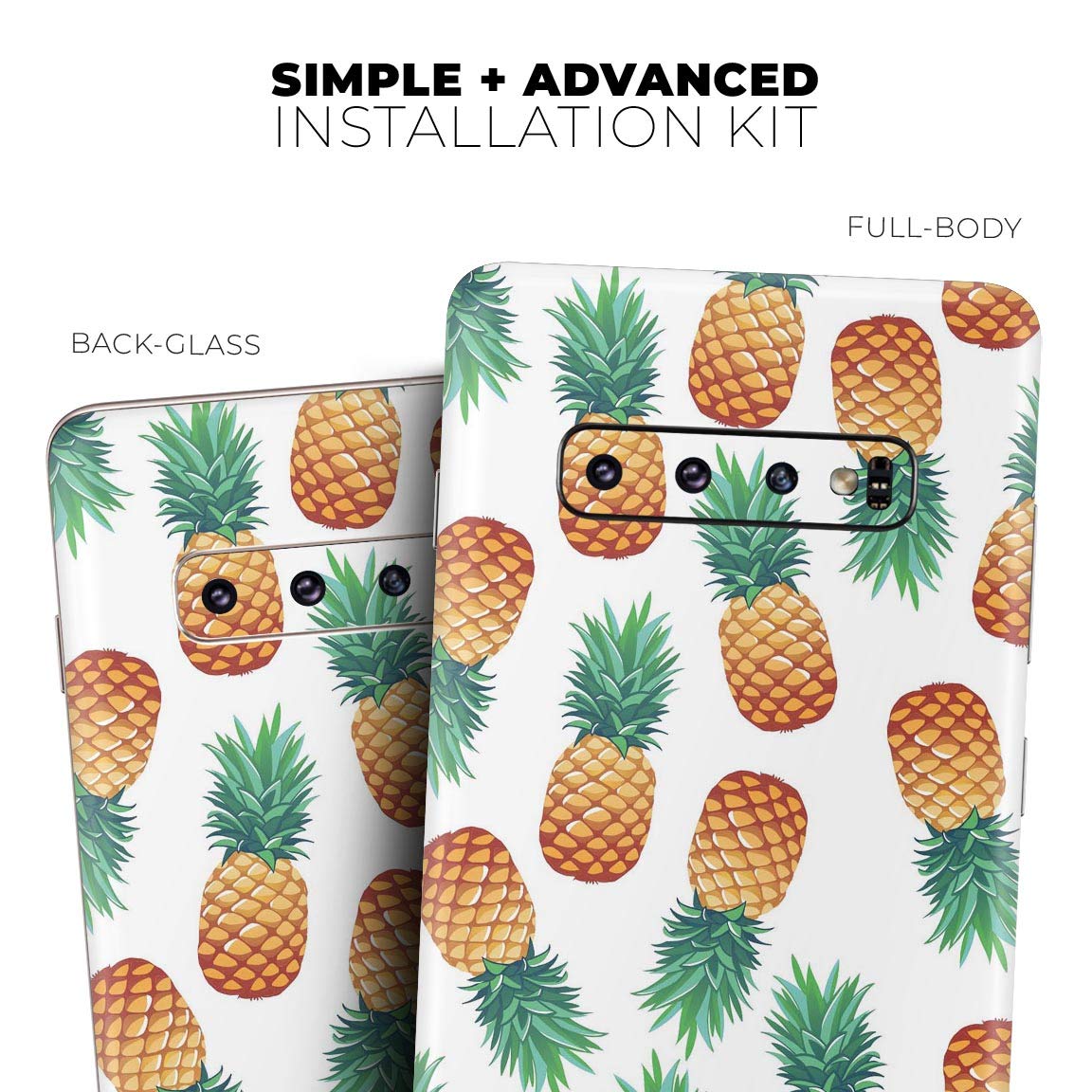 DesignSkinz Summer Pineapple Seamless v1 Protective Vinyl Decal Wrap Skin Cover Compatible with The Samsung Galaxy S20 (Screen Trim & Back Glass Skin)