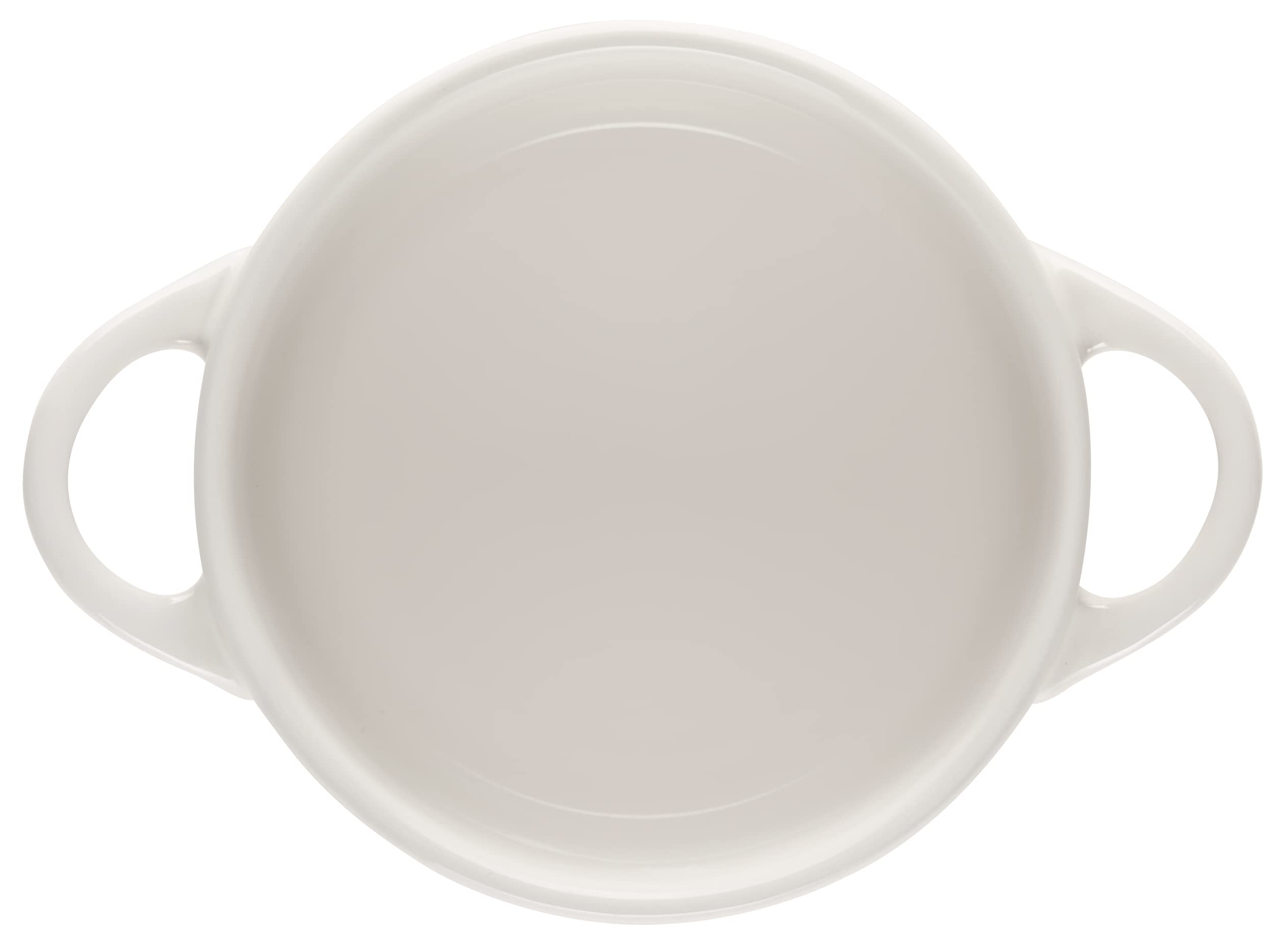 Le Creuset Stoneware Mini Round Cocotte with Flower Lid, 8oz., White