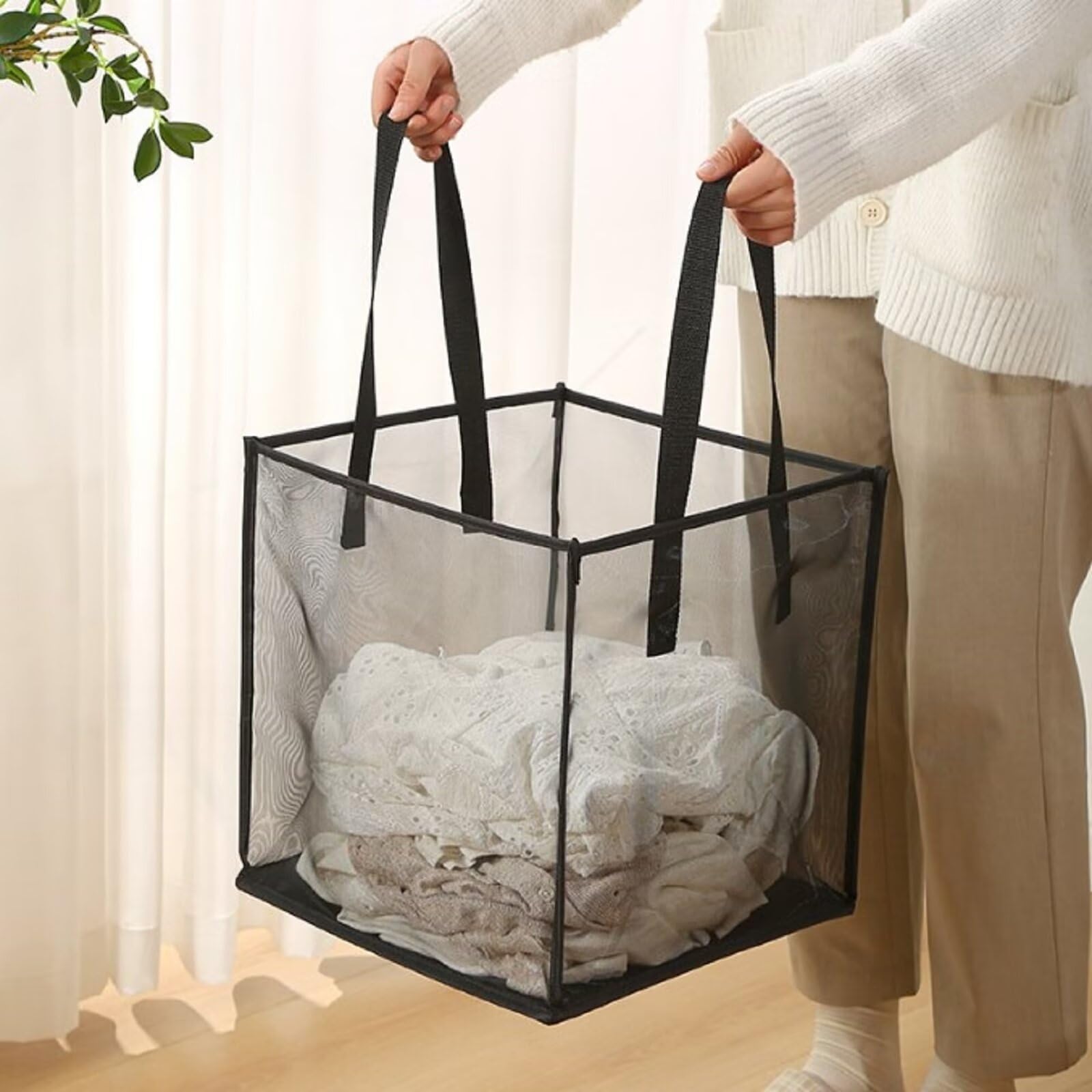 Typutomi 4 Pack Popup Laundry Hamper, Small Collapsible Mesh Laundry Baskets Dirty Clothes Basket with Handle Cube Storage Basket for Washing Storage,Toy Storage,Dorm and Travel(White,13 Inch)