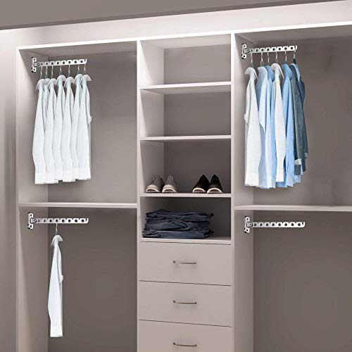 ASHOP Laundry Hangers Wall Mount Clothes Hanger Rack Laundry Room Clothes Hanger Wall Mounted Clothes Rack Stainless Steel Clothes Hooks with Swing Arm Laundry Hanger Dryer Rack Folding Hanger 2 Pack
