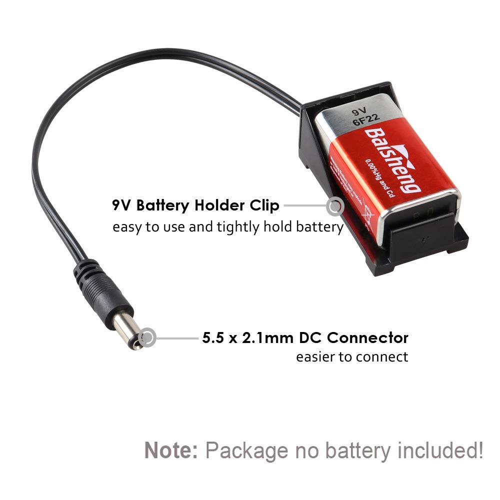 2Pack 9V Battery Clip Connector Cable with Holder Box for Arduino UNO R3 Mega 2560 Power Module 6F22 6LR61 mn1604 pp3 Baterries