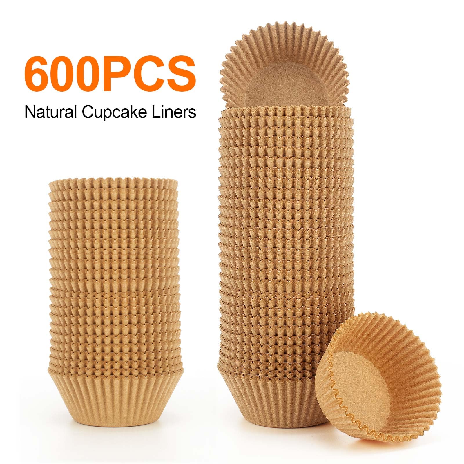 600PCS Cupcake Liners, Upgrade Parchment Paper Muffin Liners for Baking, Cupcake Wrapper for Party, Wedding, Standard Size, Natural