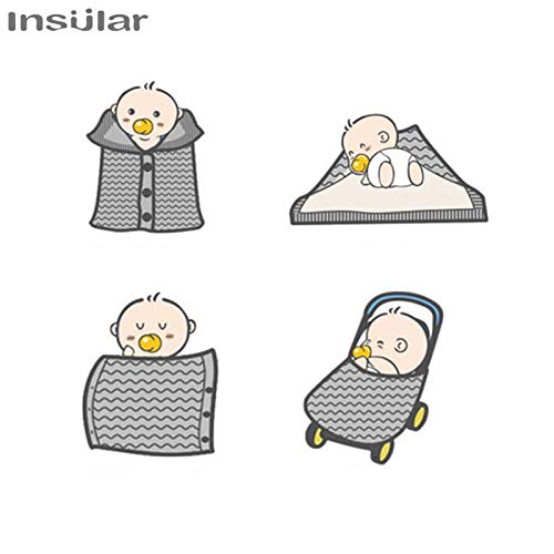 insular Warm Baby Sleeping Bag Envelope Winter Kid Sleepsack Footmuff Stroller Knitted Sleep Sack Newborn Knit Wool Swaddling Blanket (Gray)