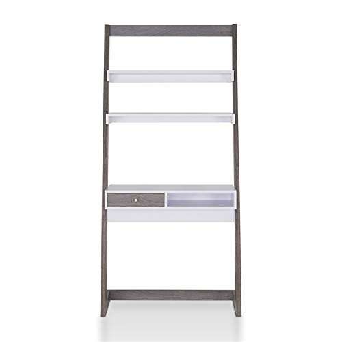 Furniture of America Lazlo Wood Writing Desk with Shelves in Distressed Gray