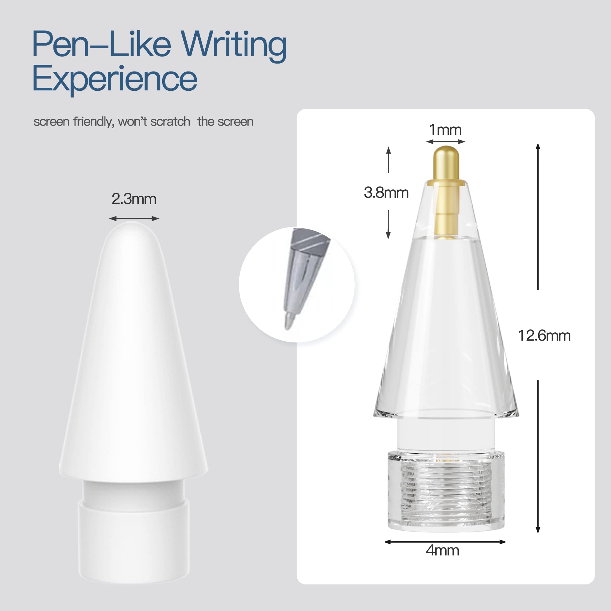 4 Pack Compatible with Apple Pencil Tips,Never Wear Design