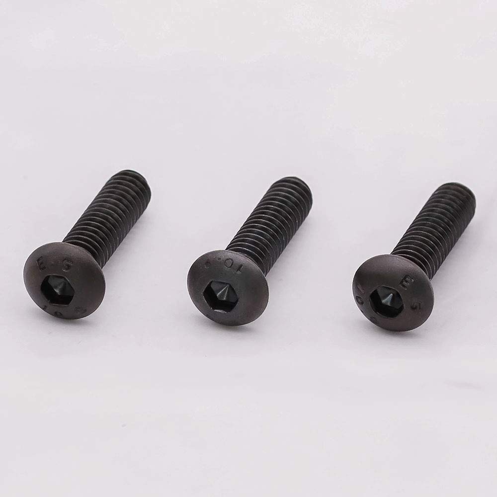 M6-1.0 x 25mm Button Head Socket Head Cap Screws, Grade 10.9 Alloy Steel, Allen Hex Drive, Full Machine Thread, Black Oxide Finish, 25 PCS