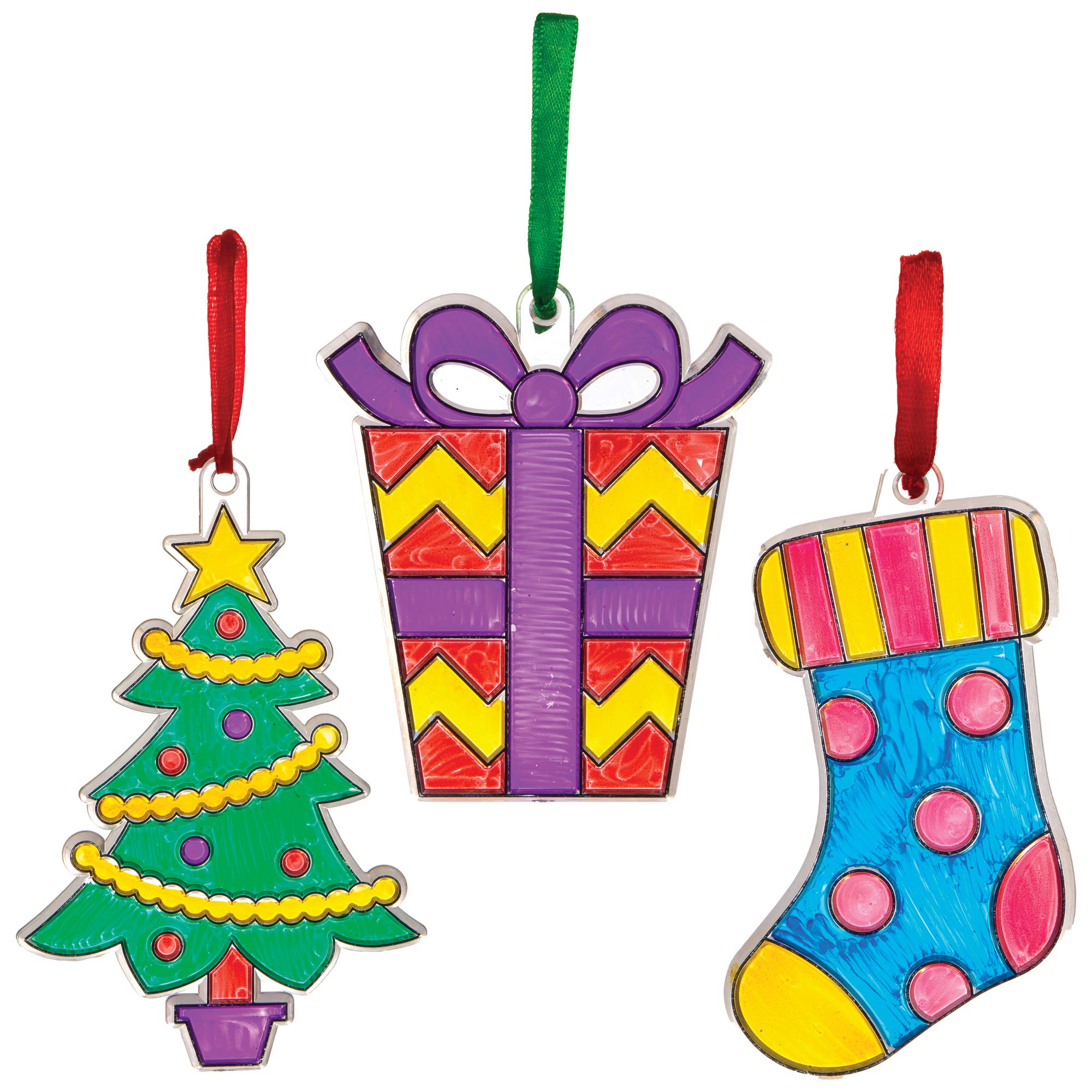 Baker Ross AT294 Christmas Suncatcher Decorations,Acrylic - Pack of 10, Festive Arts and Craft, assorted