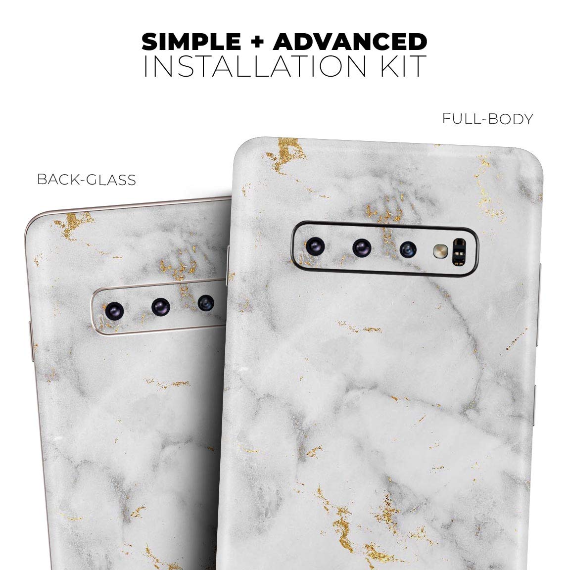 DesignSkinz Marble & Digital Gold Foil V3 Protective Vinyl Decal Wrap Skin Cover Compatible with The Samsung Galaxy S20 (Screen Trim & Back Glass Skin)