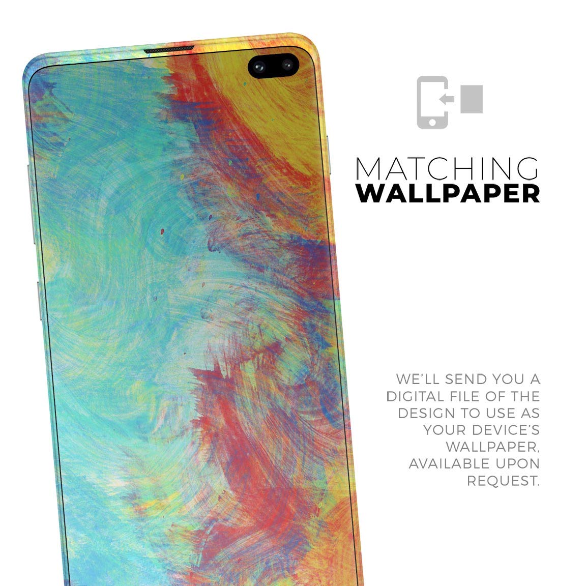 DesignSkinz Vibrant Colored Messy Painted Canvas Protective Vinyl Decal Wrap Skin Cover Compatible with The Samsung Galaxy S20 (Screen Trim & Back Glass Skin)