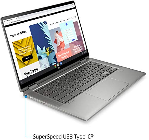 HP Chromebook x360 2-in-1 Laptop 14" FHD IPS WLED Touchscreen Intel i3-10110U 8GB DDR4 64GB eMMC Fingerprint Reader Backlit Keyboard B&O ChromeOS + USB-C Adapter