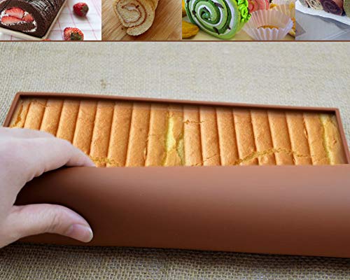 ASIBT Silicone Cake Roll Maker ,Silicone Baking Mat,Multipurpose Silicone Nonstick Pastry Mat , Swiss Roll Cake Mat Flexible Baking Tray Mold Baking-2pack(10''12'', Blue)