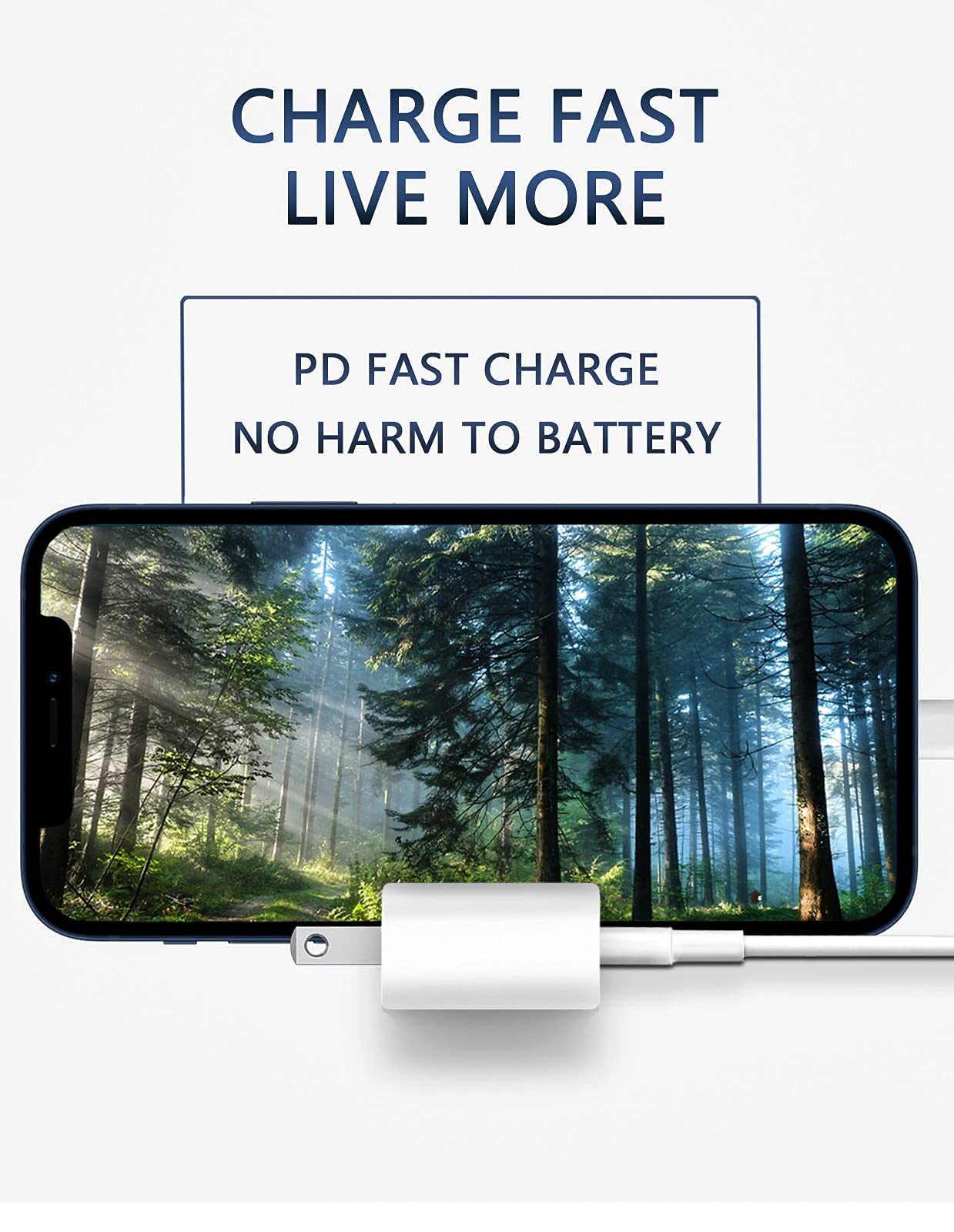 20W Fast Charger USB C Power Wall Charger Travel Plug with 6FT USB Quick Charger Cable Compatible with Phone 13/12/12 Mini/12Pro/12 Pro/Max/11/11 Pro/Xs Max/XR/X/iPad