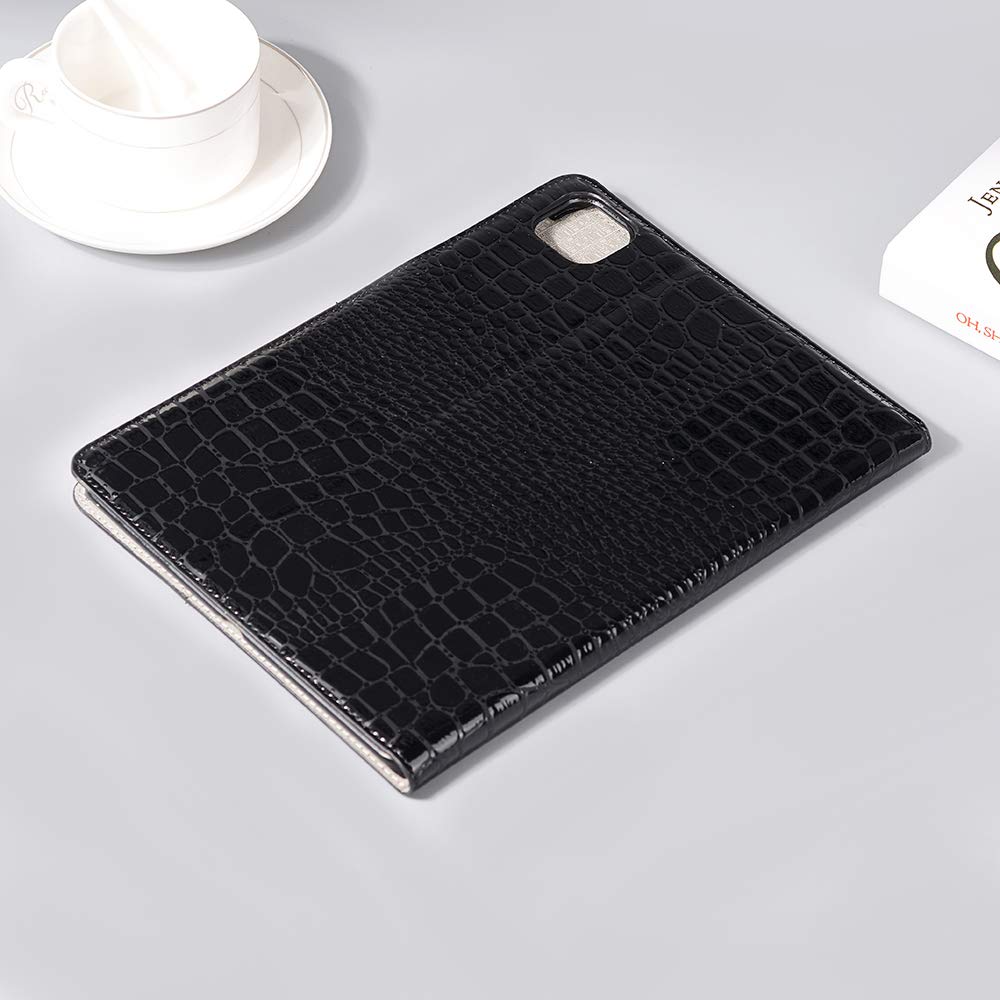 iPad Pro-6/5/4/3 (11'') Case for Women, iPad Air-6th (11'') Air-5th Air-4th (10.9'') Case, DMaos Crocodile Synthetic Leather Folio Smart Cover with Card Pencil Holder, Auto Sleep Wake - Black