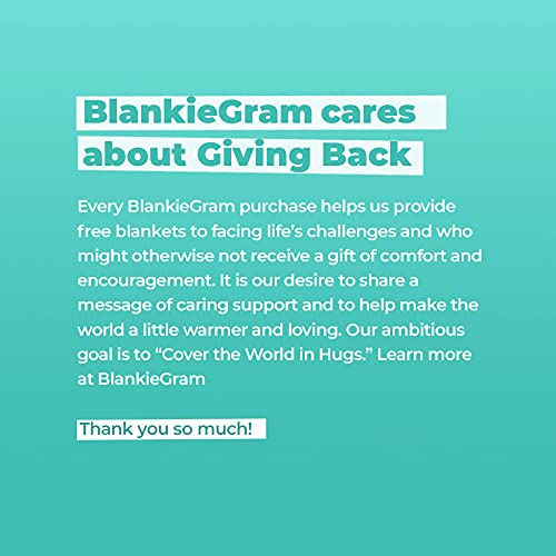 BlankieGram “Hugs” Plush Throw Blanket- Inspired Gift Ideas for The Entire Family, Comfort Gifts, Blue