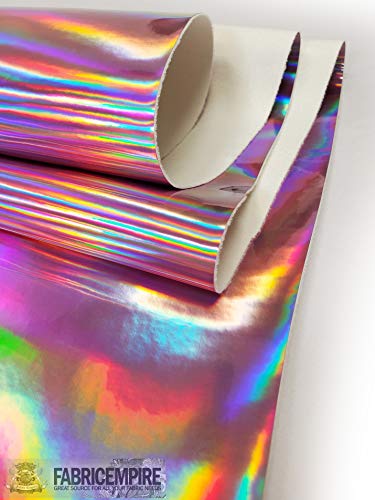 Fabric Empire Vinyl Upholstery Plain Hologram Glossy Smooth Fabric 54" Wide Sold by The Yard (Light Pink)