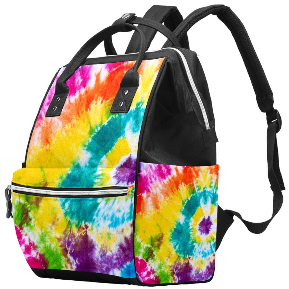 Shiiny Colorful Tie Dye Pattern Diaper Bag Backpack for Baby Care, Multi Function Waterproof and Cooler Tote Travel Backpack (Nappy Bag, Tissue Pocket)
