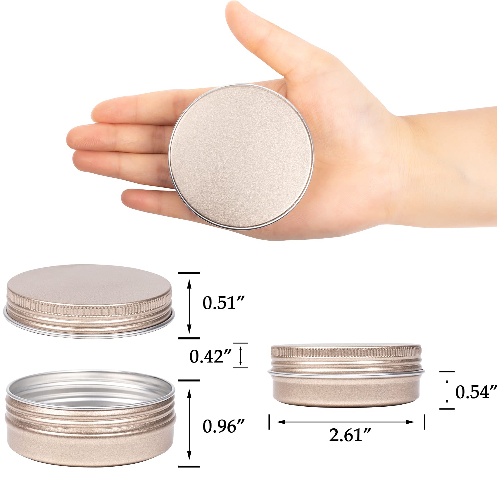 2 oz / 60ml Screw Top Aluminum Tin Jar with Screw Lid and Blank Labels - Pack of 23 (Lake Blue)
