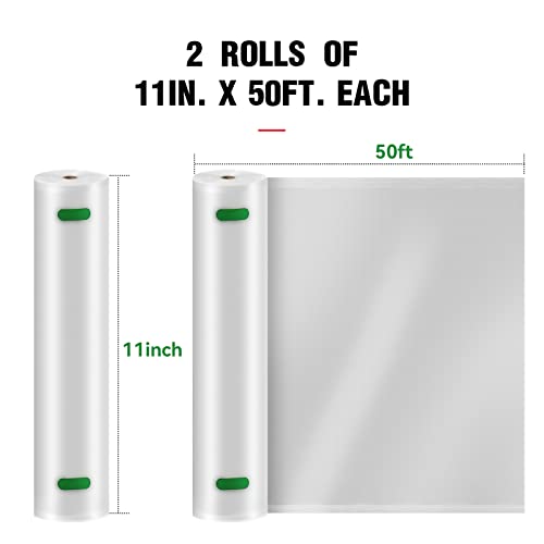 BOURGE CHEF Vacuum Sealer Smooth Flat Bags (11"x50') 2 Rolls, for Bourgechef & Magicseal Sealers, Nozzle Sealers, Chamber Sealers, BPA Free, Perfect for Home User or Restaurant