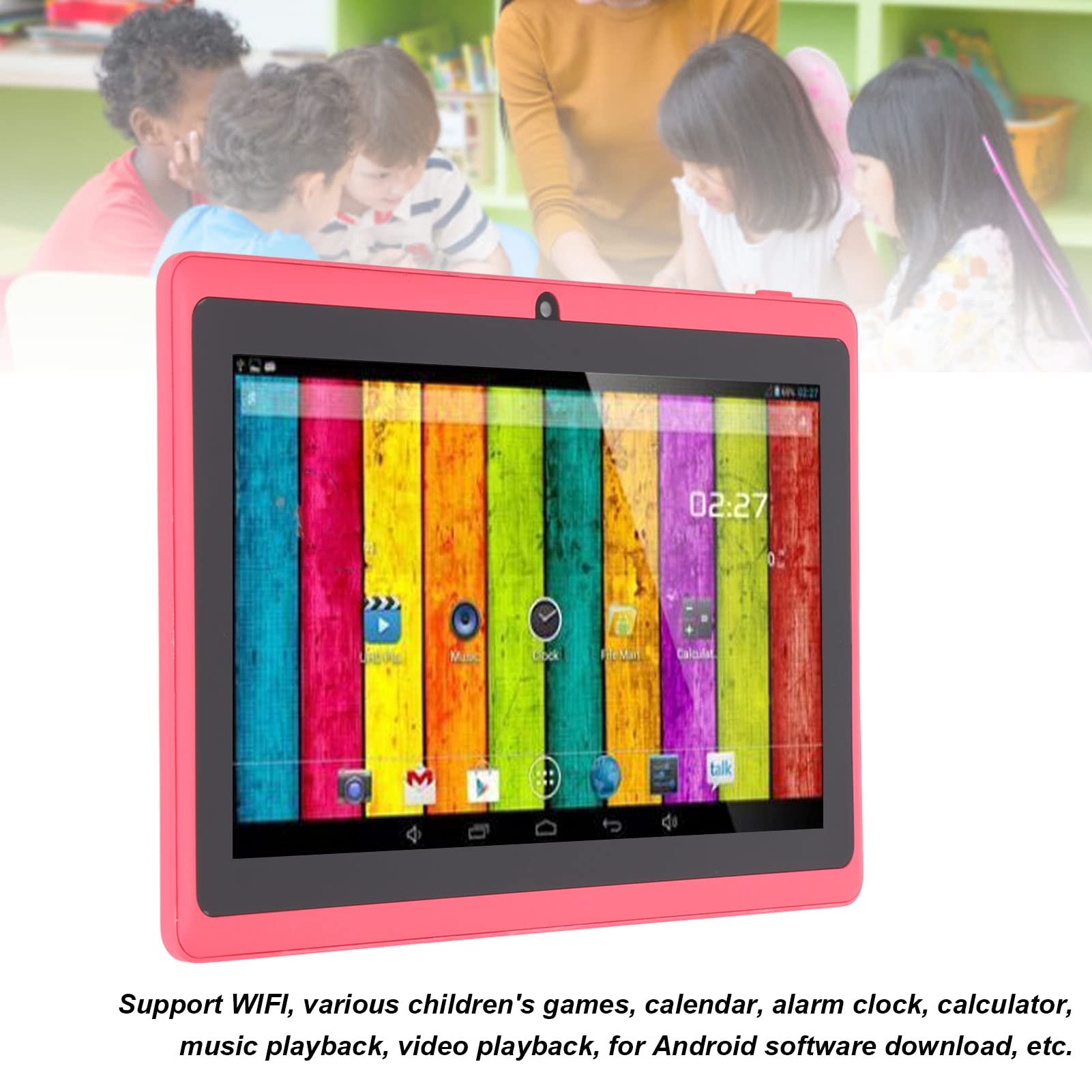 7 inch Kids Tablet Toddler Tablet for Kids, HD 4.4 Tablet 8GB ROM 512GB Expand, 3MP Camera 2600mah Battery Childrens Educational Tablet (Pink)