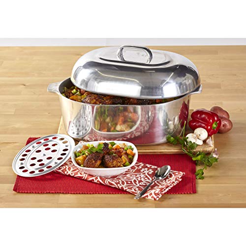 IMUSA USA Heavy Duty Cajun Oval Aluminum Roaster 15, Silver