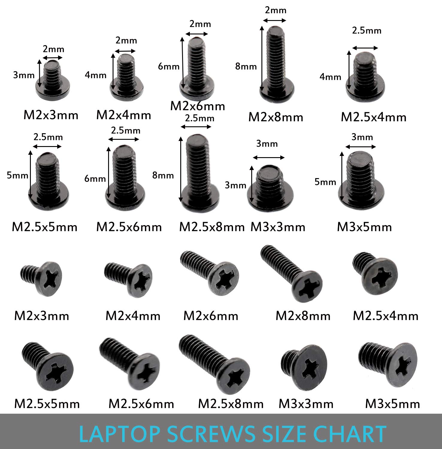 CO RODE 350 Pieces M2 M2.5 M3 Laptop Screws, Notebook Computer Replacement Screws Kit Set for IBM HP Dell Lenovo Samsung Sony Toshiba Gateway SSD Hard Disk SATA