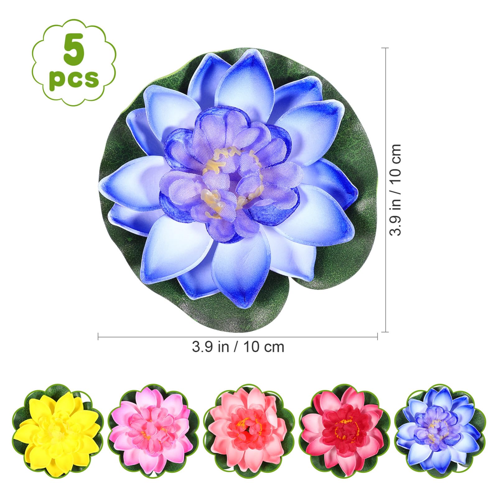 BESPORTBLE 5pcs Artificial Floating Water Lily Lotus Flowers Pond Decor for Garden Decoration Bed Edging