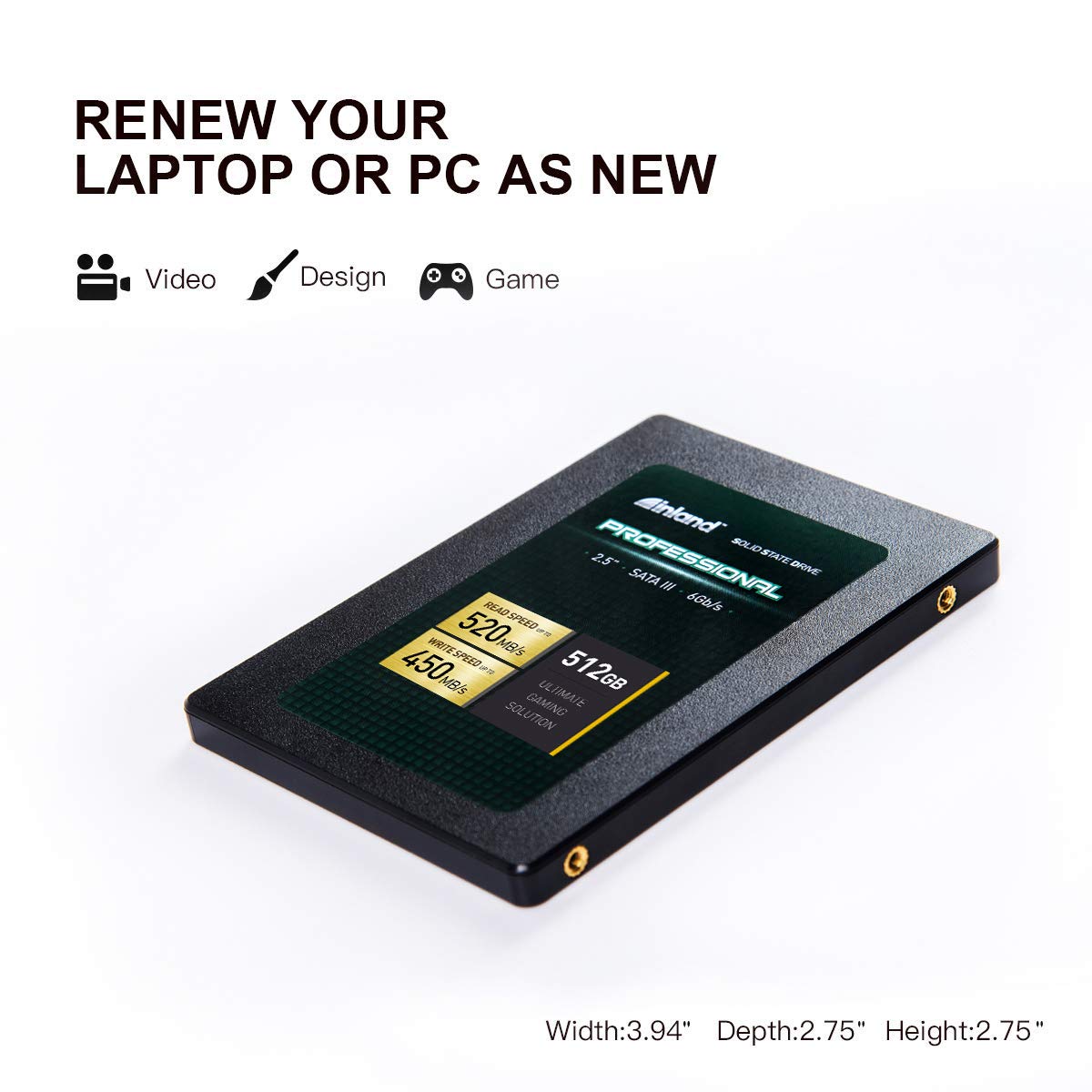 INLAND Professional 512GB SSD 3D TLC NAND SATA III 6Gb/s 2.5" 7mm Internal Solid State Drive (512GB)