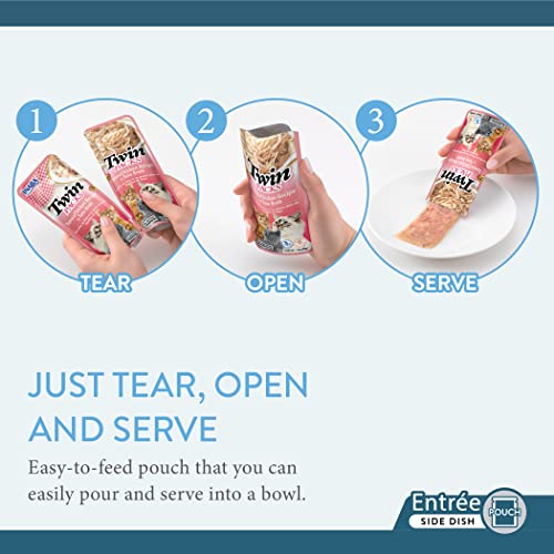 INABA Twin Packs for Cats, Grain-Free Shredded Chicken & Broth Gelée Side Dish/Topper Pouch, 1.4 Ounces per Serving, 22.4 Ounces Total (16 Servings), Tuna & Chicken Recipe in Tuna Broth