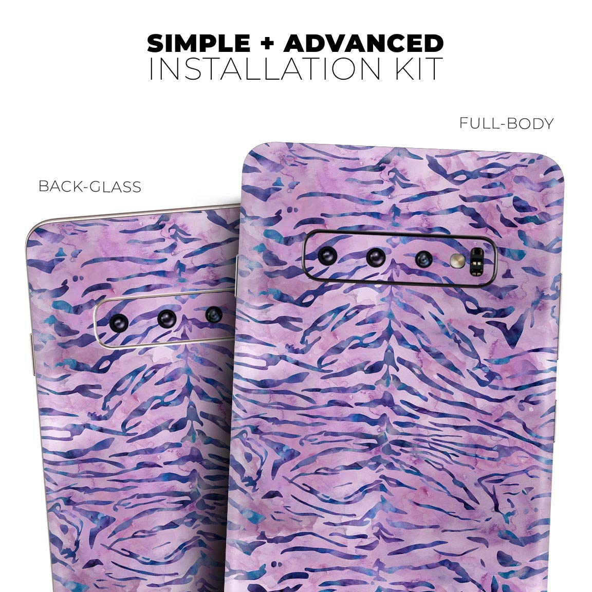 DesignSkinz Purple Watercolor Tiger Pattern Protective Vinyl Decal Wrap Skin Cover Compatible with The Samsung Galaxy S20 (Screen Trim & Back Glass Skin)