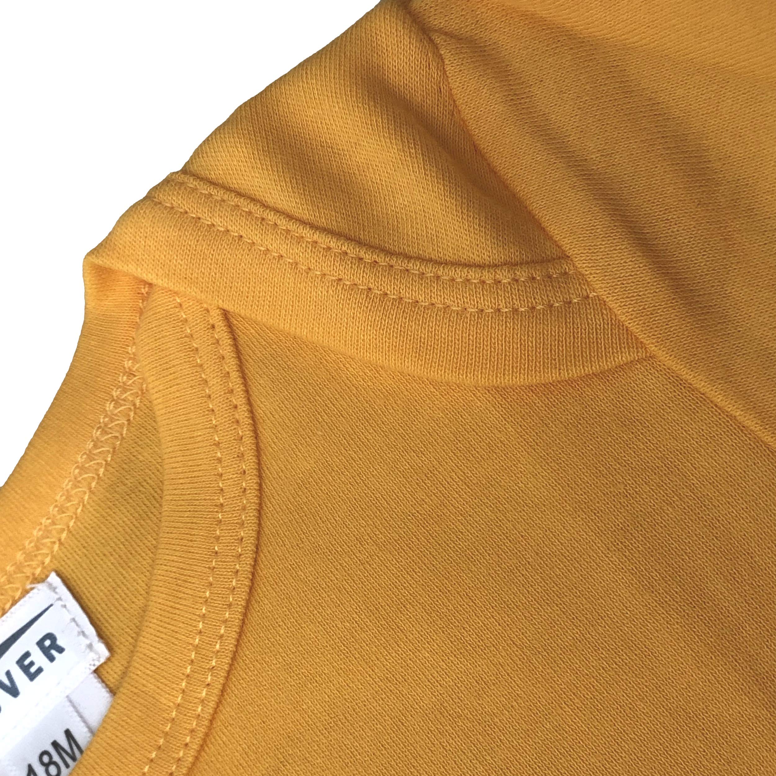 COUVER Unisex Baby Infant Toddler Long Sleeve Lap Shoulder Solid Color Bodysuit Onesie,Golden Yellow,12 Months