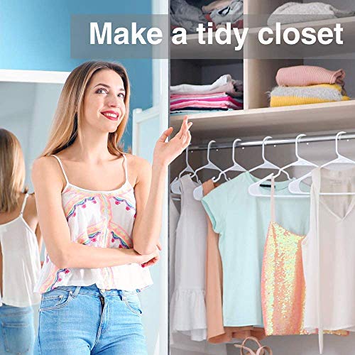 Smartor Plastic Hangers 30 Pack, White Clothes Hangers, Durable Coat Hanger for Closet, Thick White Hangers, Notched Hangers for Adult, Hanging Shirts, Blouses as Space Saving Hangers - White