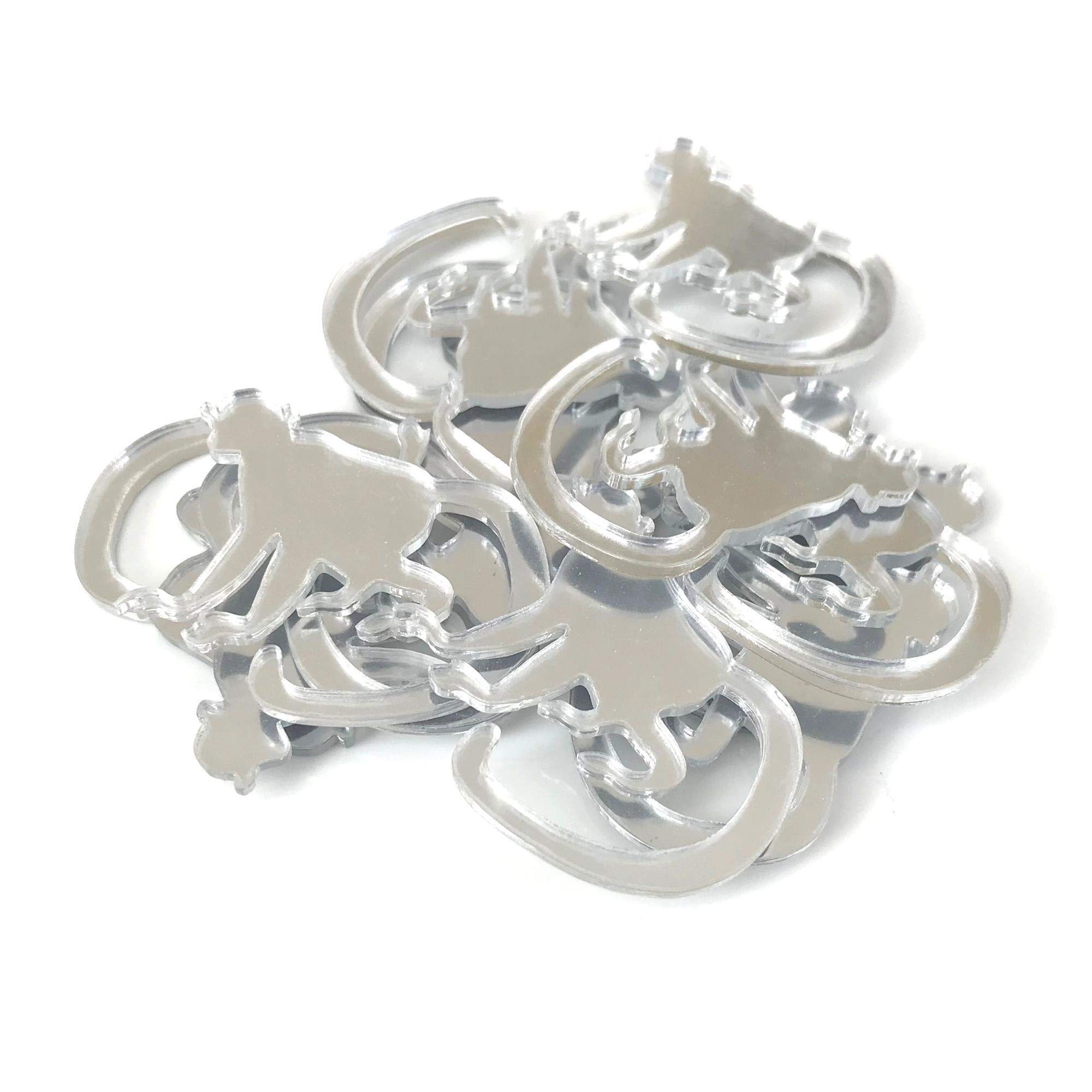 Super Cool Creations Monkey Shaped Crafting Mirrors, Set of 10, Many Colours, Shatterproof Acrylic, Pink Mirror, Pack of 10 x 6cm