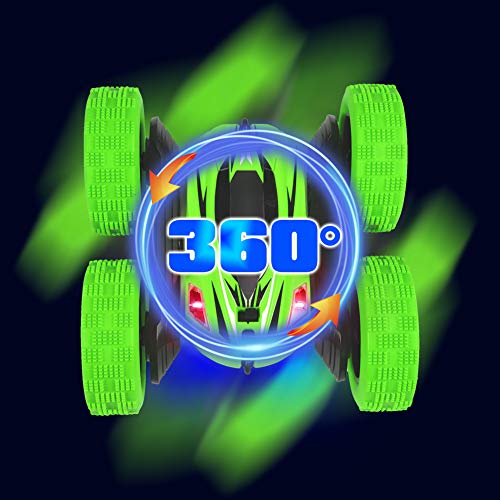 2PACK RC Stunt Car Remote Control Car for Kids, 2.4Ghz High Speed Rock Crawler Vehicle,360 Rotating 4WD Off Road Double Sided Rotating Tumbling Rc Car with 4 Rechargeable Battery.