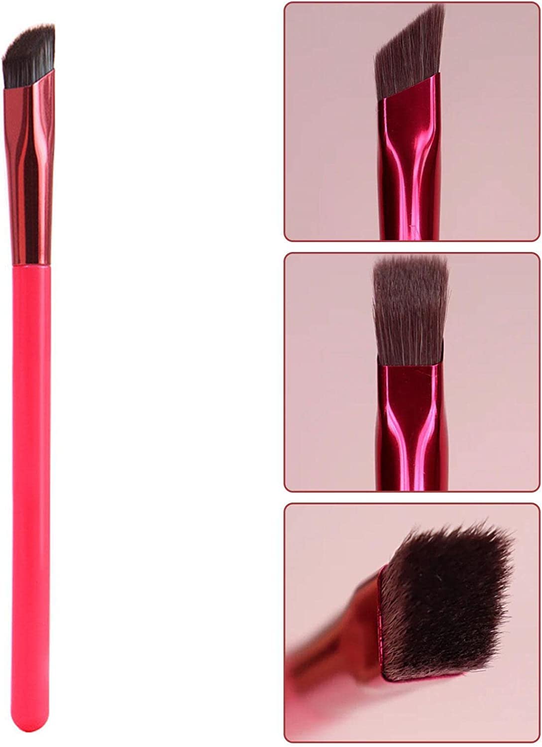 4 Pack Multifunctional Eyebrow Brush, Realistic Eyebrow Brush, Square Angled Eyebrow Brush, Eyeliner Makeup Brush, Eyebrow Concealer, Contour Brush (2 Black + 2 Brown)
