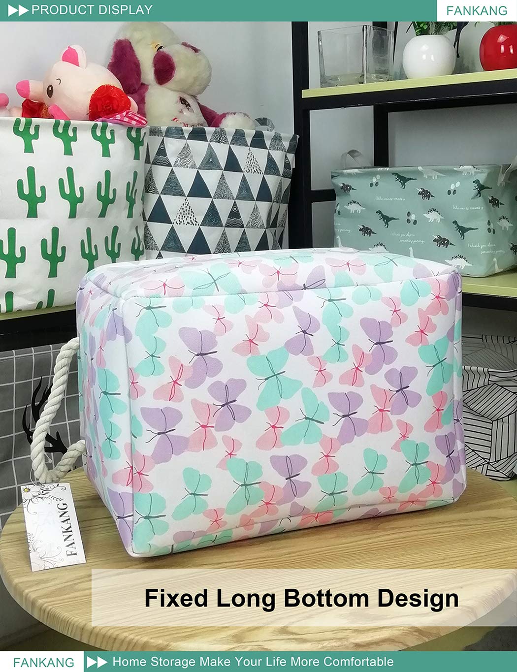 FANKANG Rectangular Laundry Basket Nursery Storage Fabric Storage Bin Storage Hamper,Gift Baskets (Butterfly)