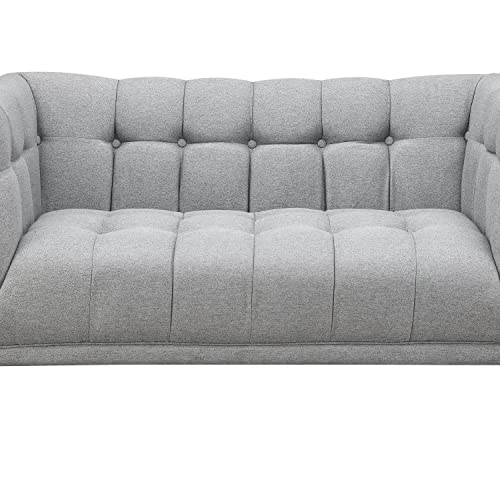 AC Pacific Sara Button Tufted Upholstered Living Room Loveseat, Gray