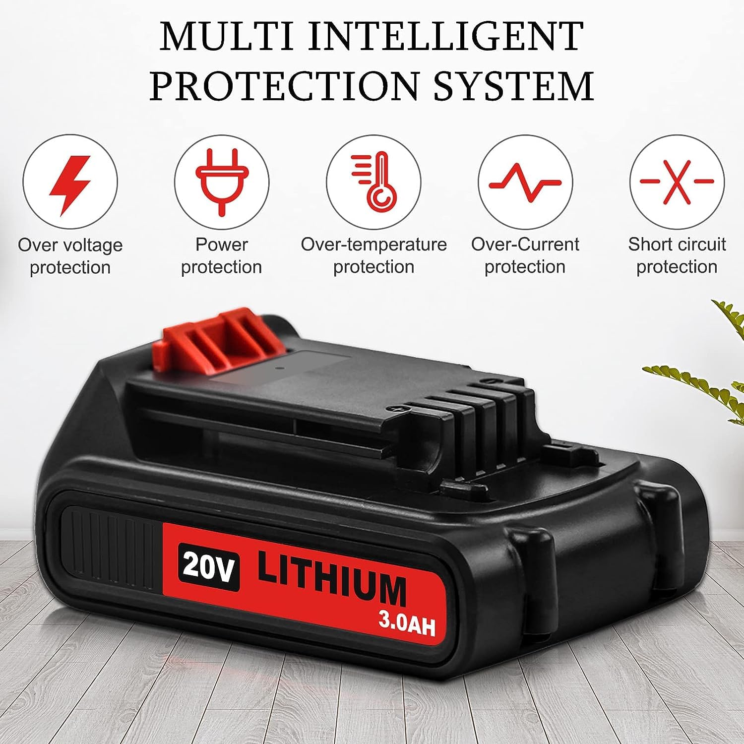 2 Pack 20Volt 3.0Ah MAX LBXR20 Repalcement for Black and Decke 20v Lithium Battery Compatible with Black and decker 20v battery LB20 LBX20 LST220 LBXR2020-OPE LBXR20B-2 LB2X4020 Cordless Tool(red)