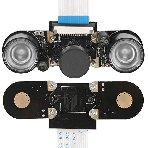5MP Camera Module, Webcam Board Clear Image OV5647 Chip Sensor 72° View Angle with Dual LED Night Light for Raspberry Pi B 3 2