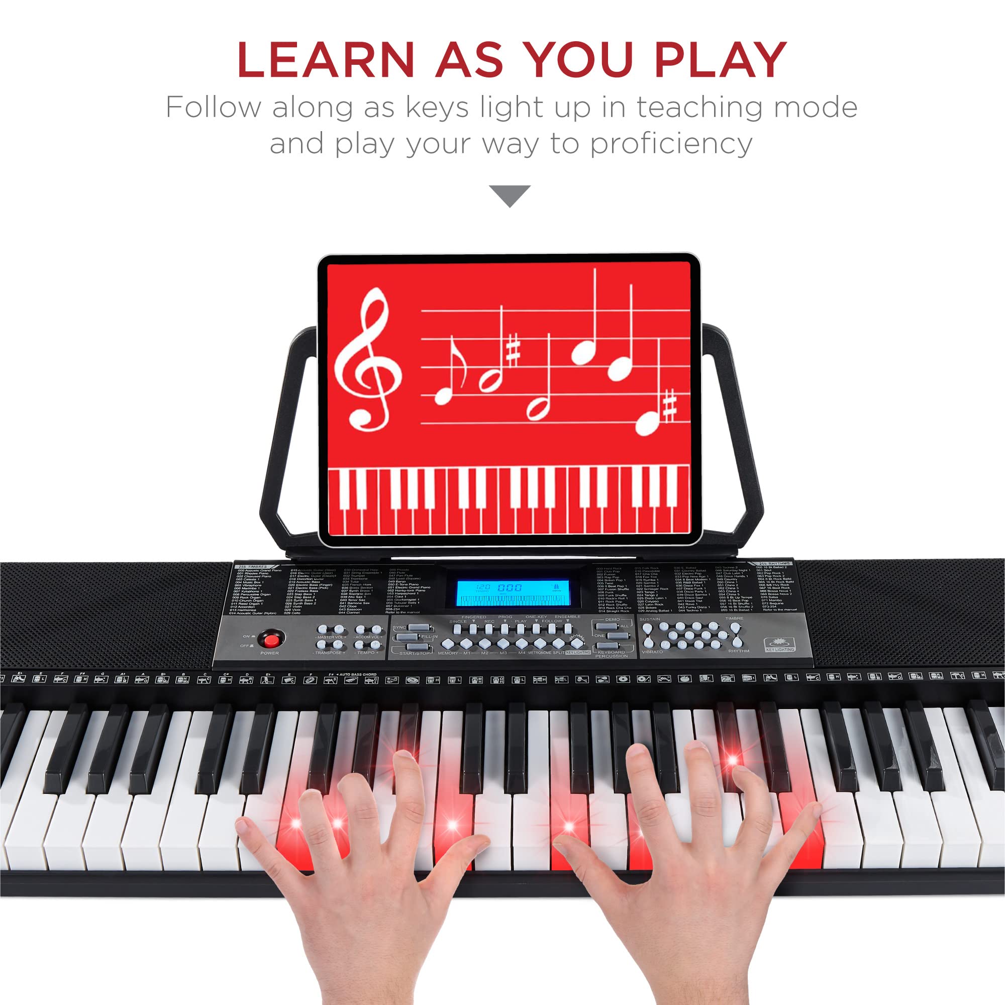 Best Choice Products 54-Key Electronic Keyboard Piano Portable Beginner Electric Keyboard Complete Set w/LCD Screen, Power Adapter, Teaching Modes, Music Sheet Stand, Built in Speakers