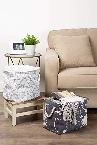 DII Polyester Storage Bin, Marble, White, Medium